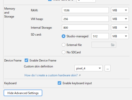 [Android] エミュレータ AVD Manager の設定